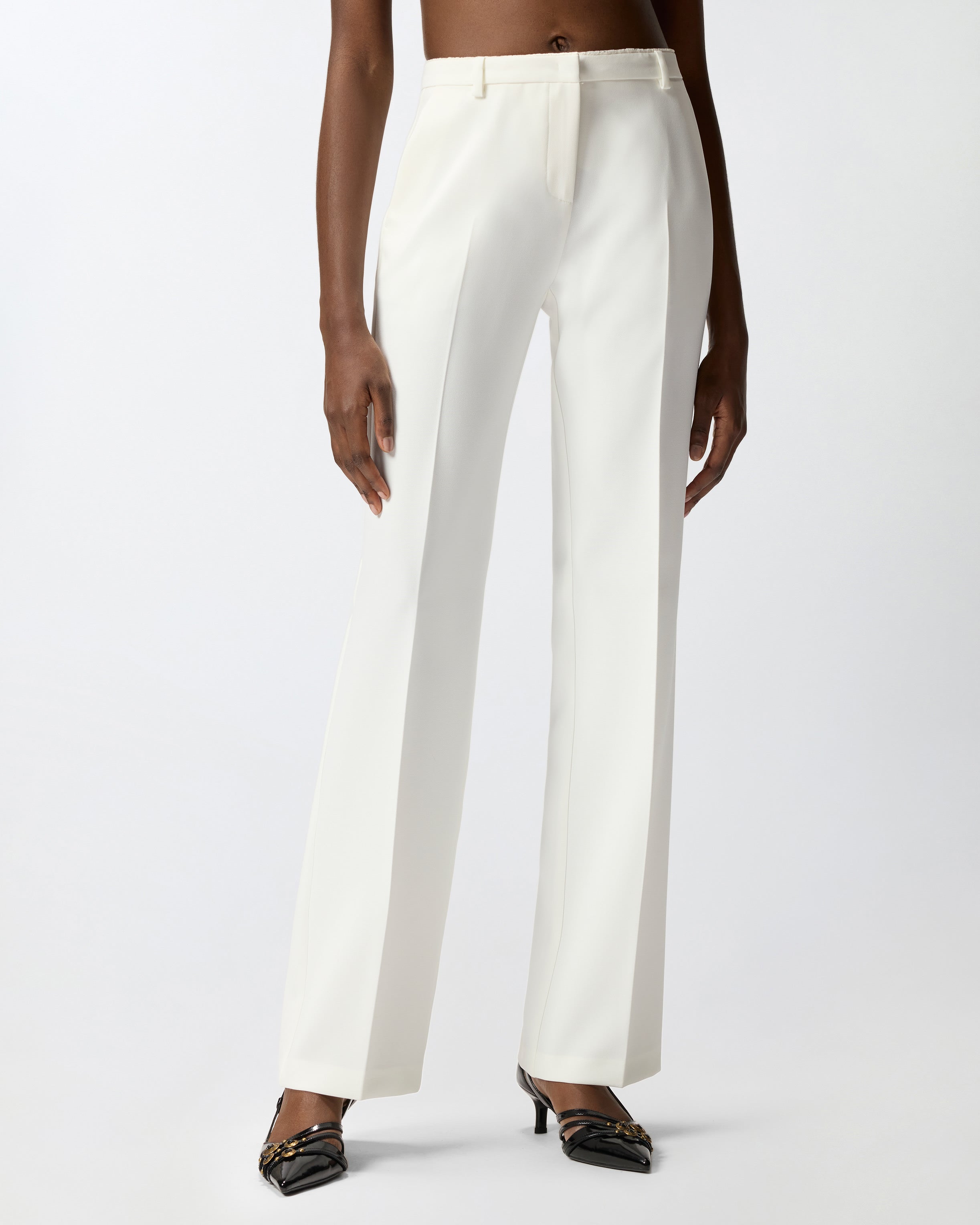 Trousers in canvas with pressed pleat detail | Pinko